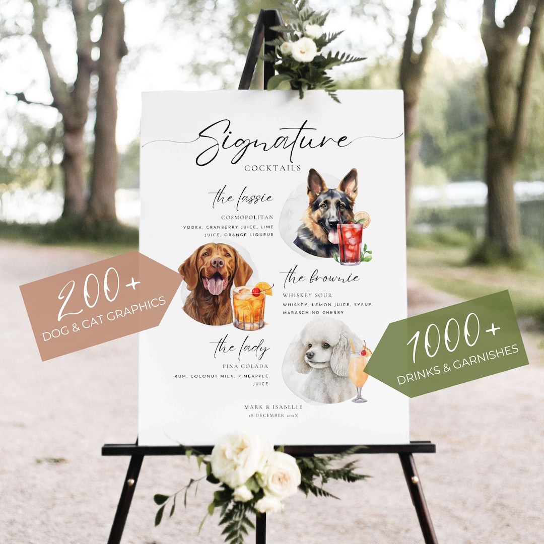 Dog Signature Drink Sign, Pet Drink Sign Wedding, Signature Cocktail ...