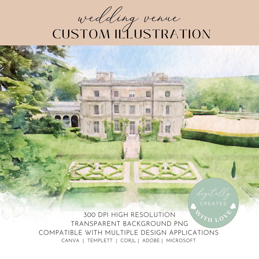 Custom Digital Watercolor Venue Painting Infographic/catholic Wedding ...