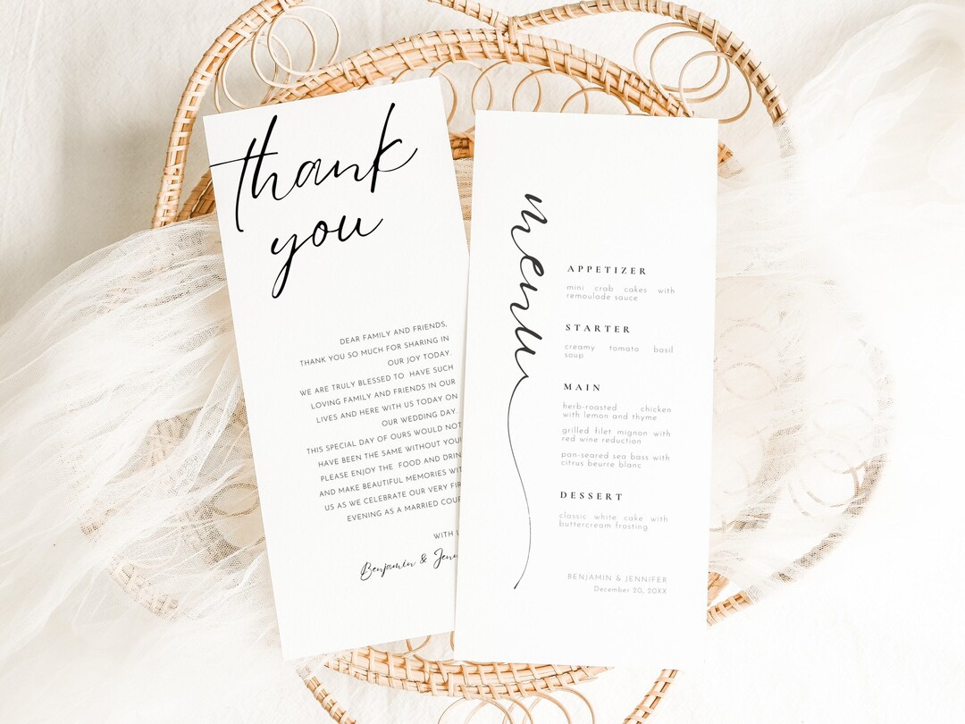 Thank You Place Cards Wedding Printed, Plate Menu Cards Wedding Plate ...