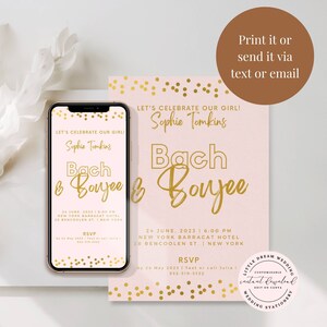 Bach and Boujee Invitation and Itinerary Timeline, Pink and Gold ...