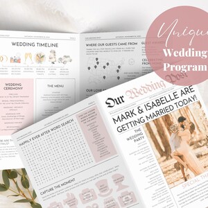 Newspaper Wedding Program Template, Bifold Wedding Newspaper Template ...