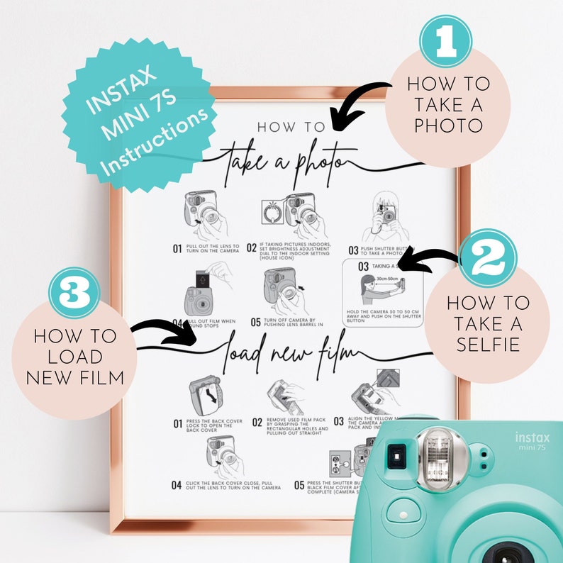 Editable Instax Mini 7S Polaroid Instruction, Photobooth Sign, All-in ...