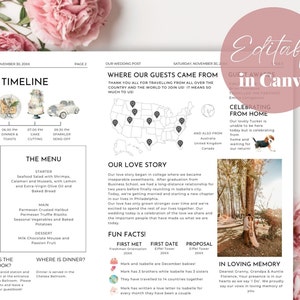 Newspaper Wedding Program Template, Bifold Wedding Newspaper Template ...