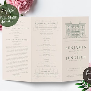 Catholic Wedding Mass Program Booklet (full Mass), Trifold Catholic ...