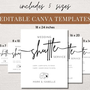 Shuttle Service Wedding Sign Printable Wedding Shuttle Sign With ...