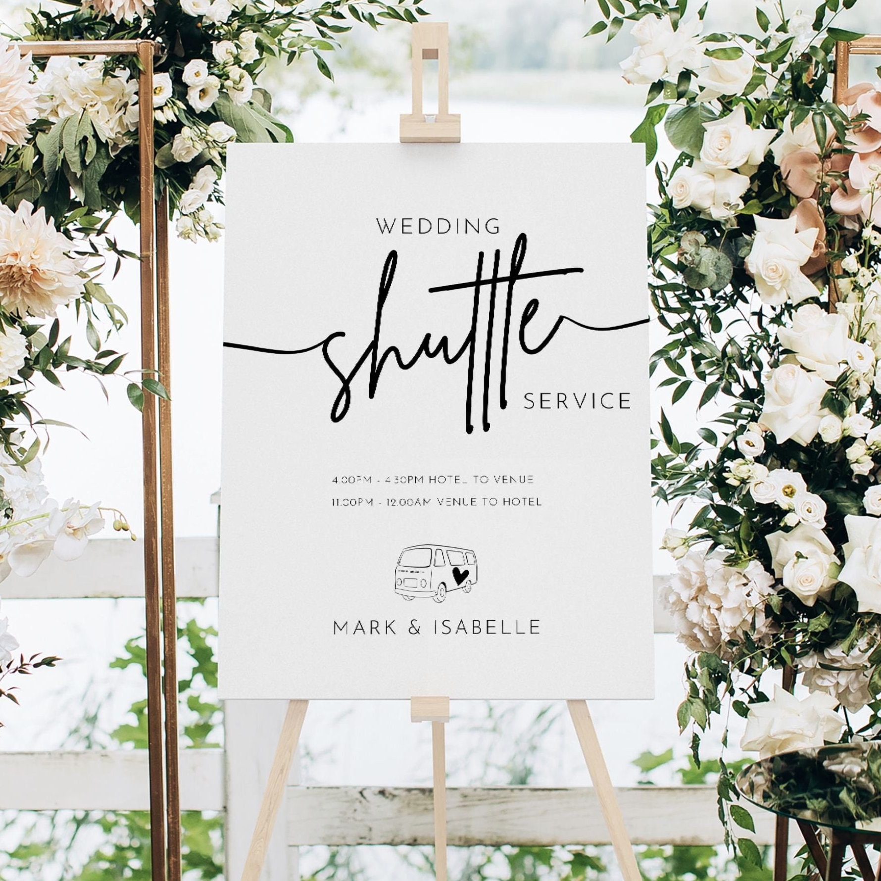 Shuttle Service Wedding Sign Printable Wedding Shuttle Sign With ...