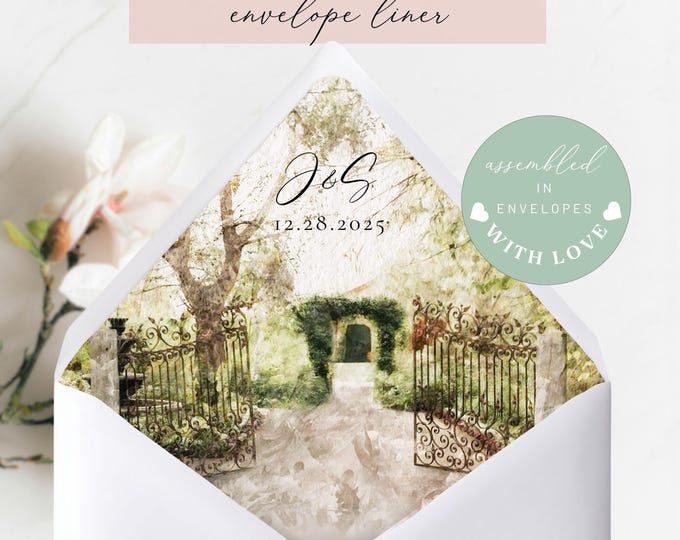 Custom Wedding Venue Envelope Liner. Romantic Invitation Envelope With ...