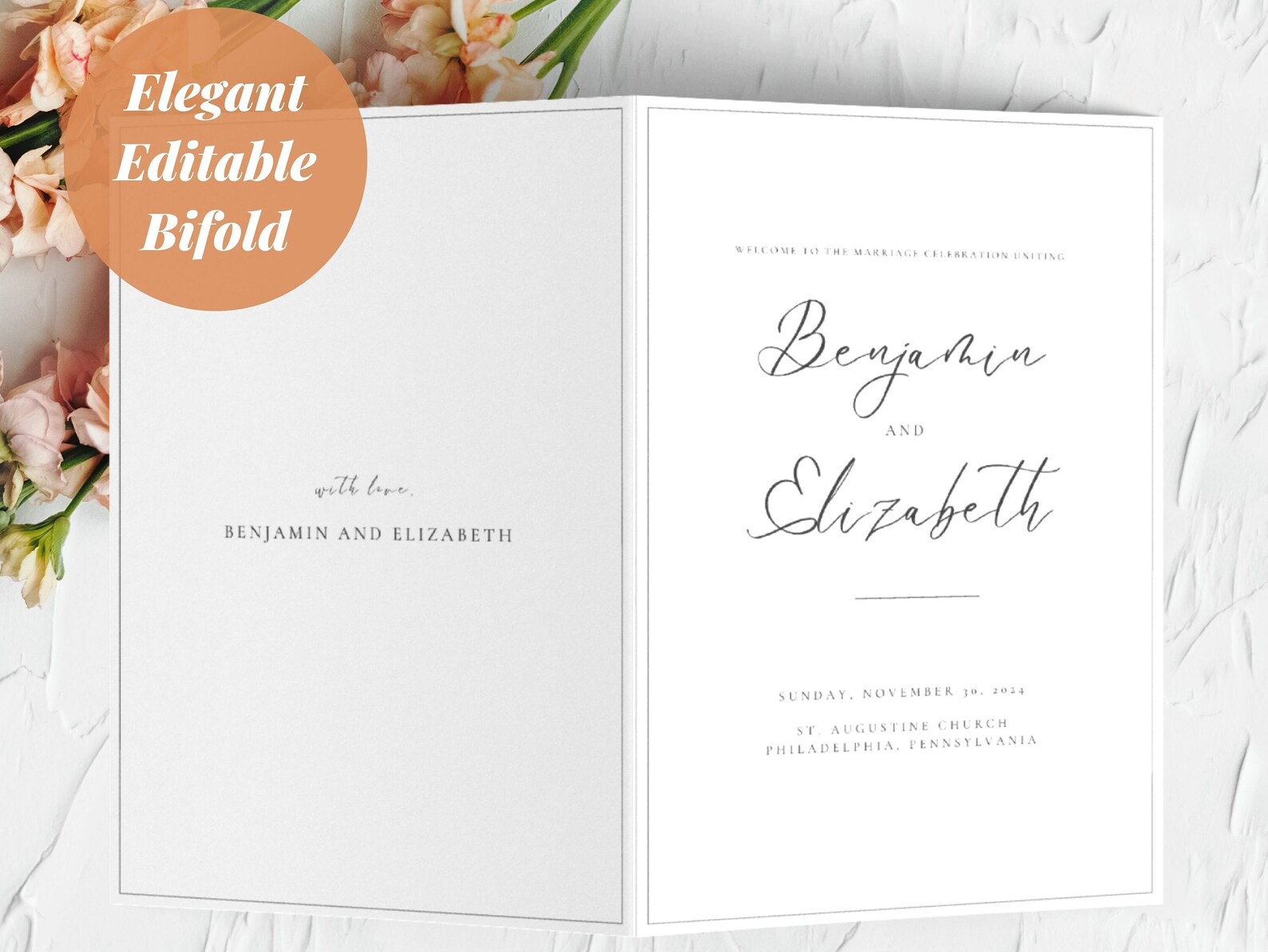 Infographic Wedding Program Template Bifold, Fun Wedding Program ...