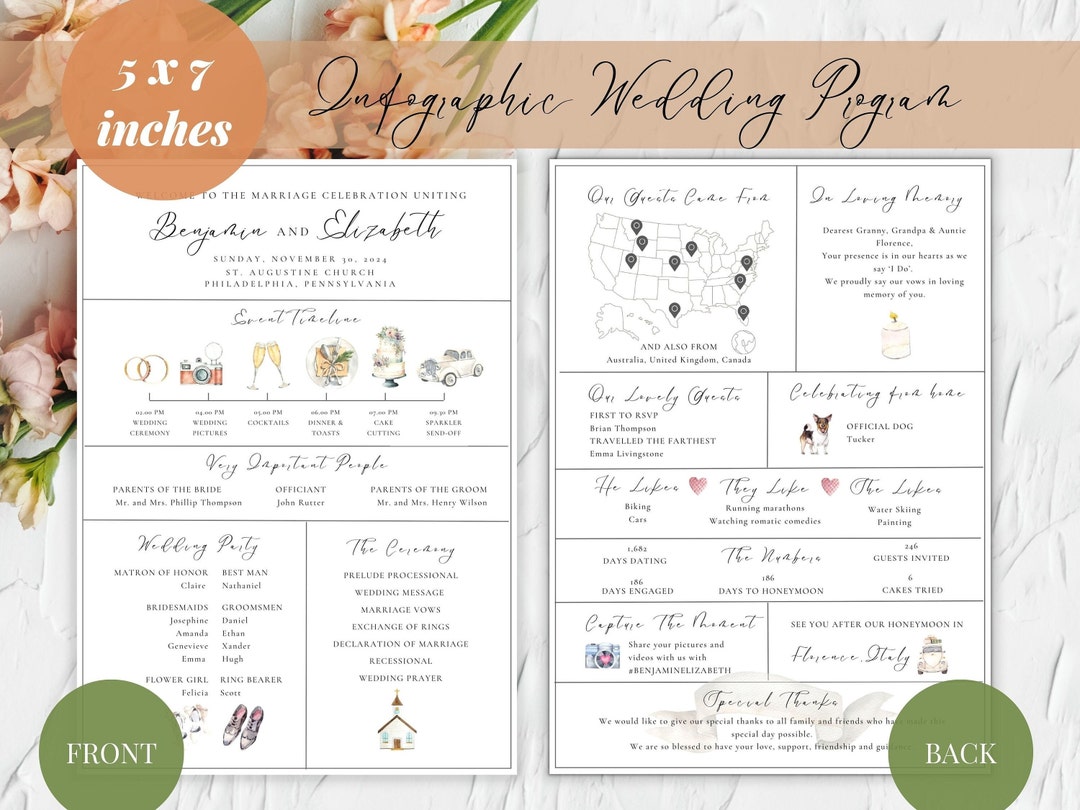 Wedding Infographic Program Template, Infographic Wedding Ceremony ...