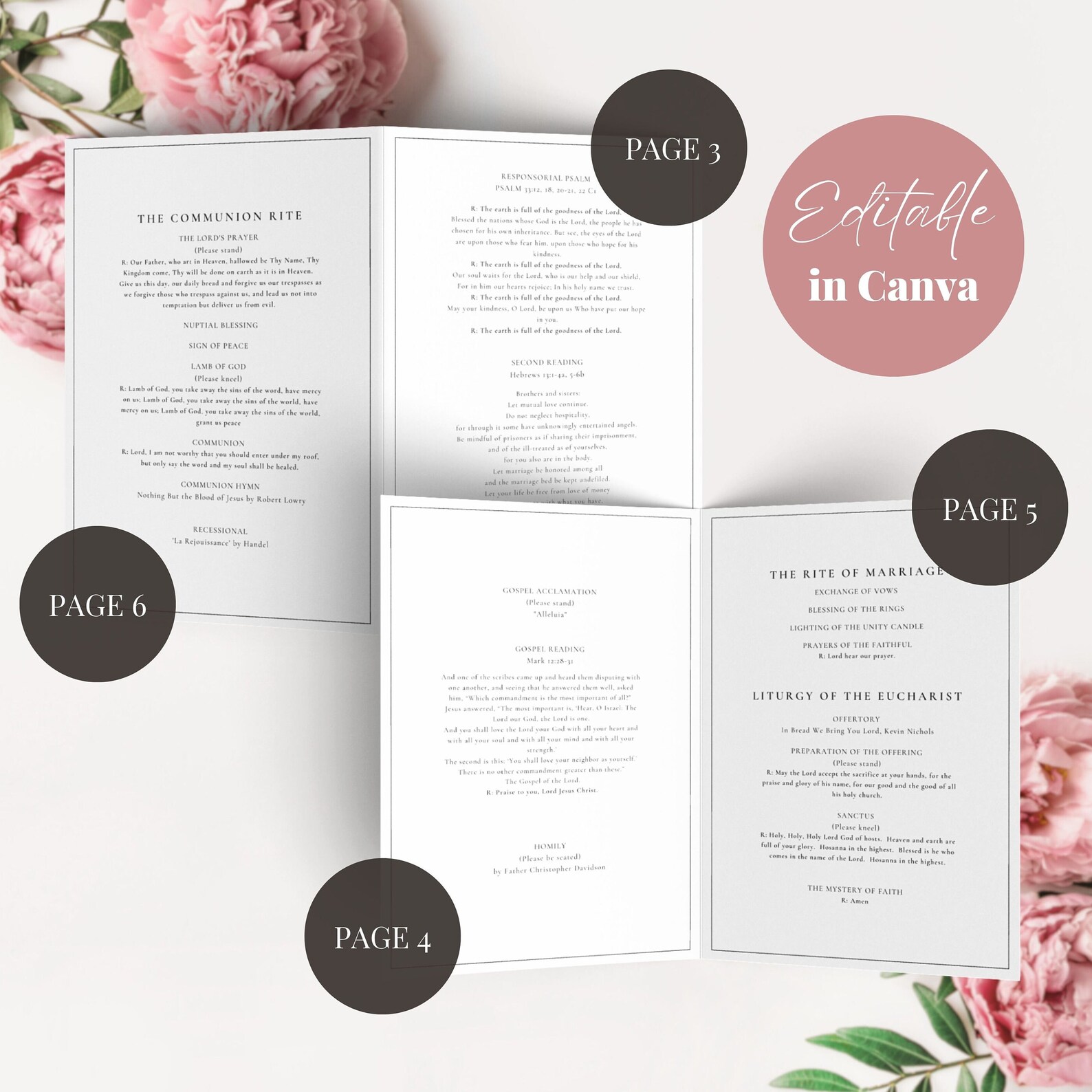 Monogram Catholic Wedding Mass Program Booklet Bifold Catholic Wedding ...