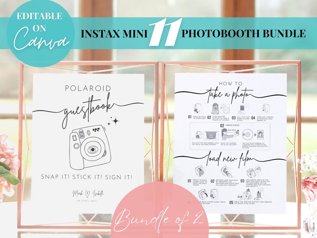 Editable Instax Mini 11 Instructions Photobooth Sign Bundle, Instant ...