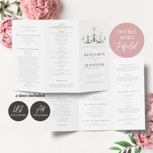 Trifold Catholic Wedding Program Template Watercolor Venue, Catholic ...