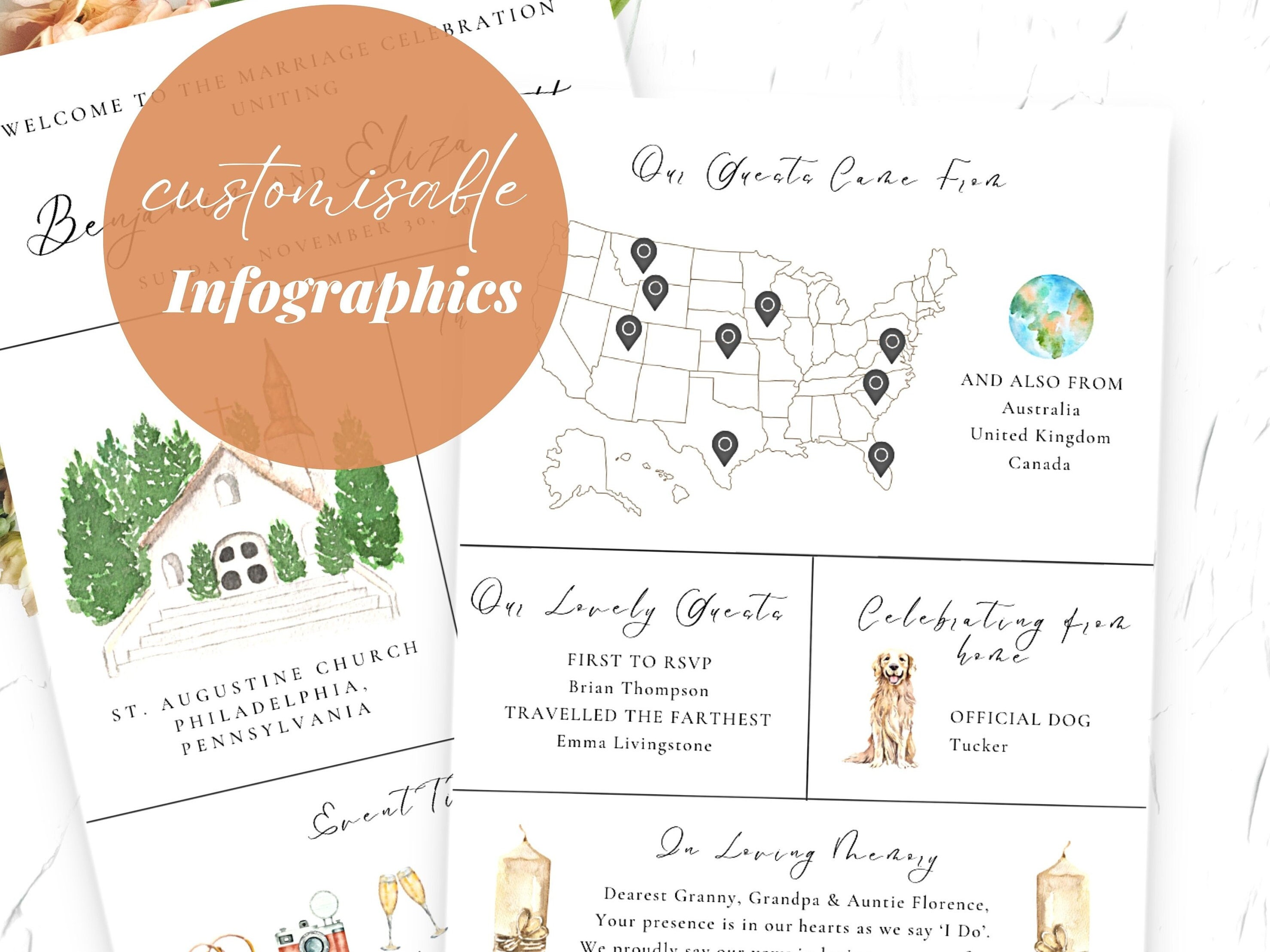Infographic Wedding Program Template Unique Church Wedding - Etsy UK