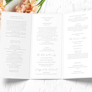 Floral Catholic Wedding Mass Program Booklet (full Mass), Trifold ...