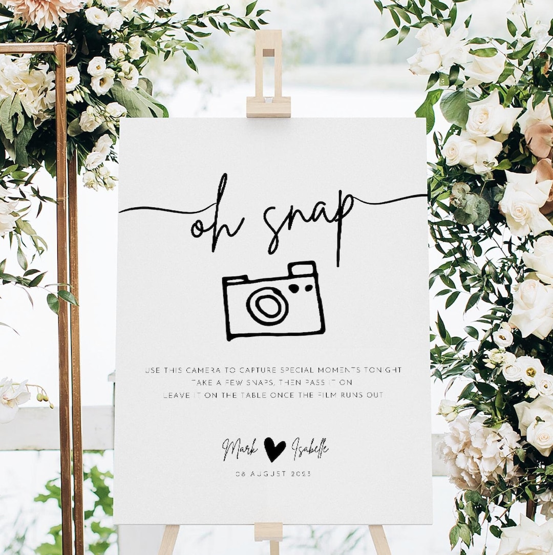 Oh Snap Wedding Disposable Camera Instructions Sign, Photo Instructions ...