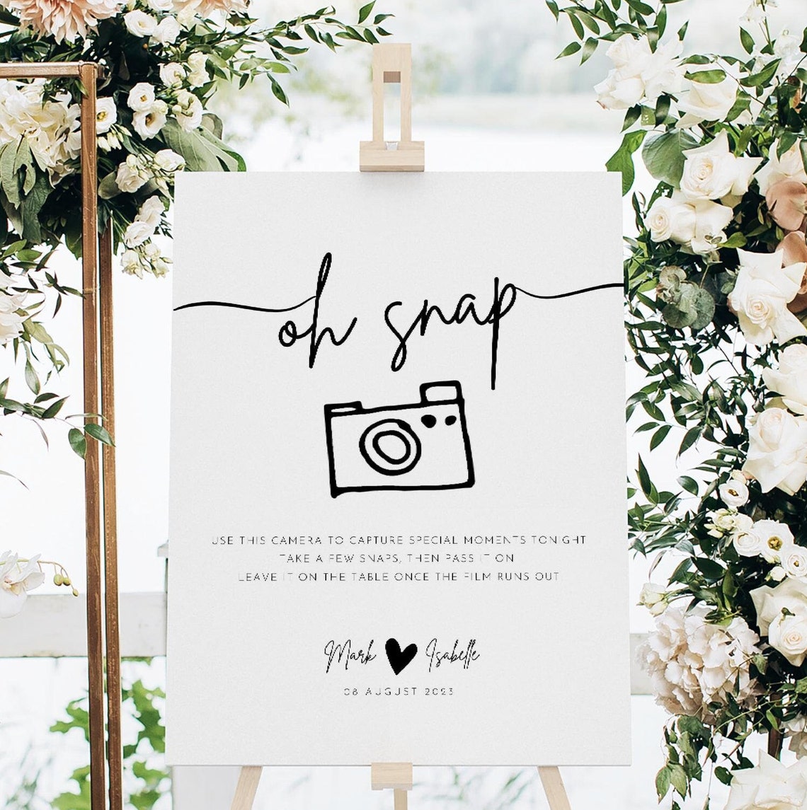 Oh Snap Wedding Disposable Camera Instructions Sign, Photo Instructions ...