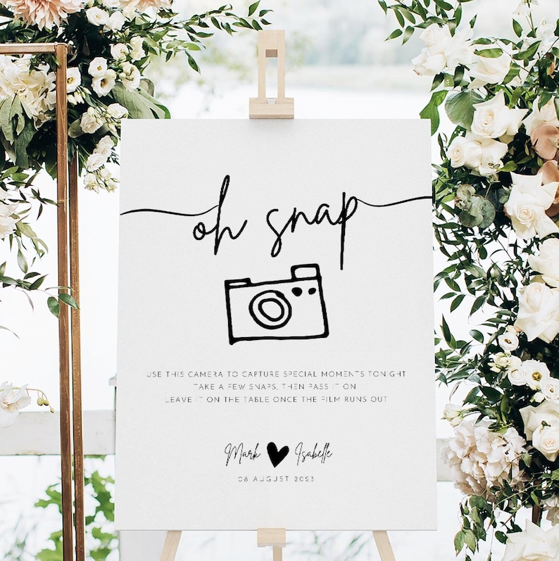 Oh Snap Wedding Disposable Camera Instructions Sign, Photo Instructions ...