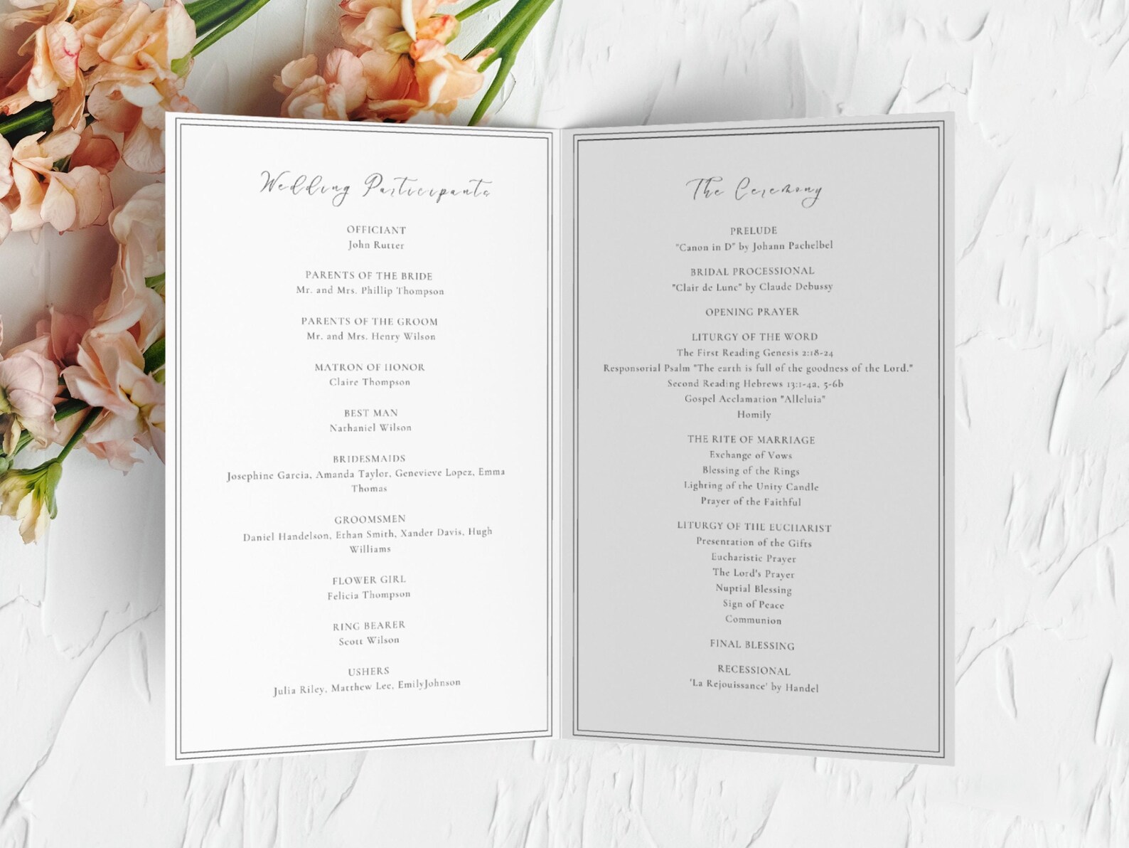 Elegant Catholic Wedding Mass Program Booklet Catholic - Etsy