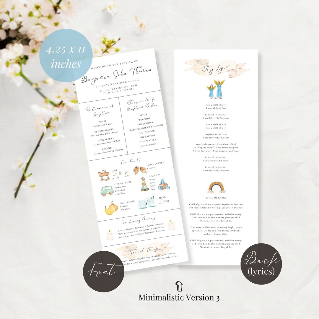 Baby Boy Baptism Program Template, Unique Catholic Baptism Ceremony ...
