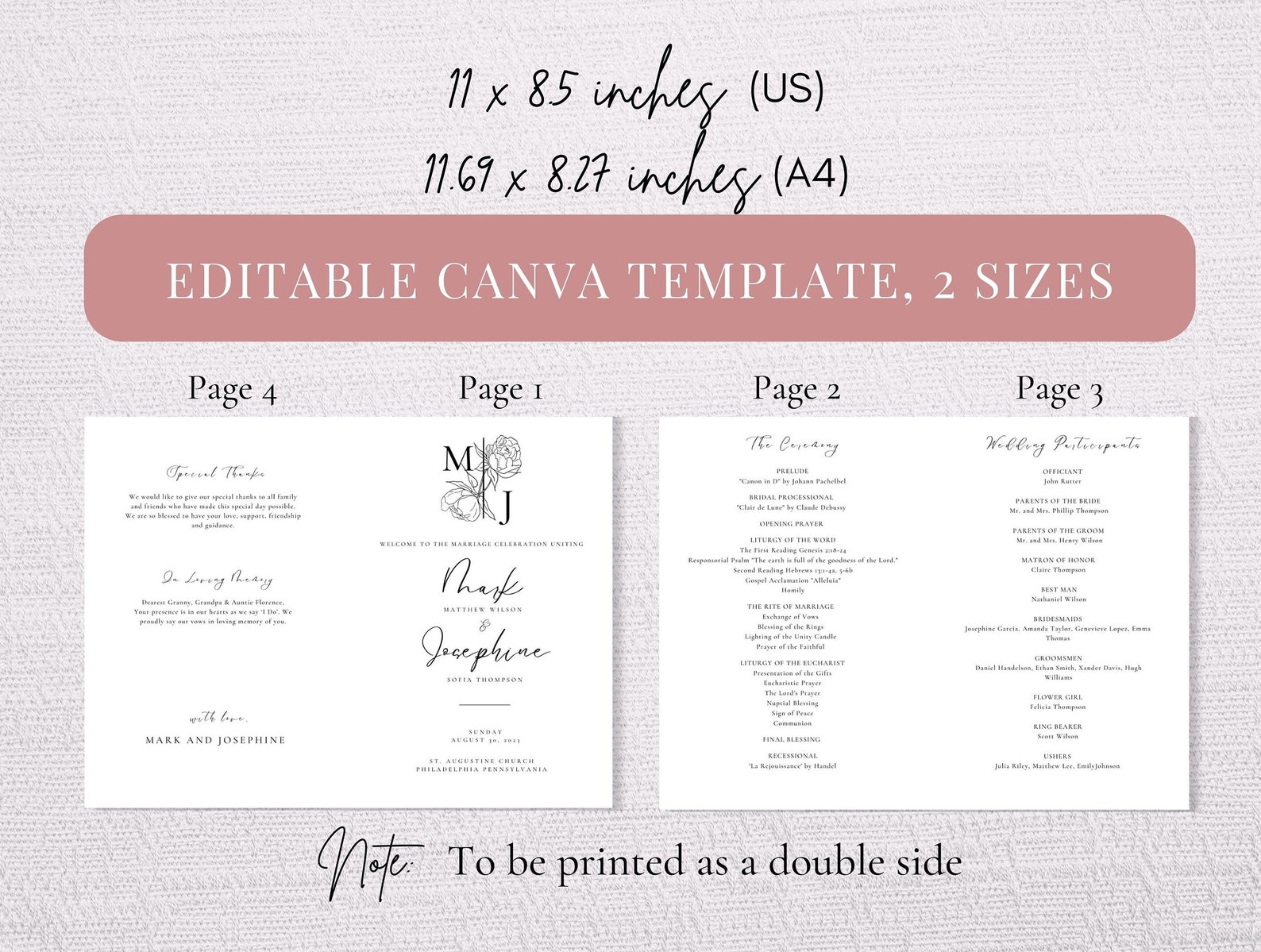Monogram Catholic Wedding Mass Program Booklet, Catholic Wedding ...