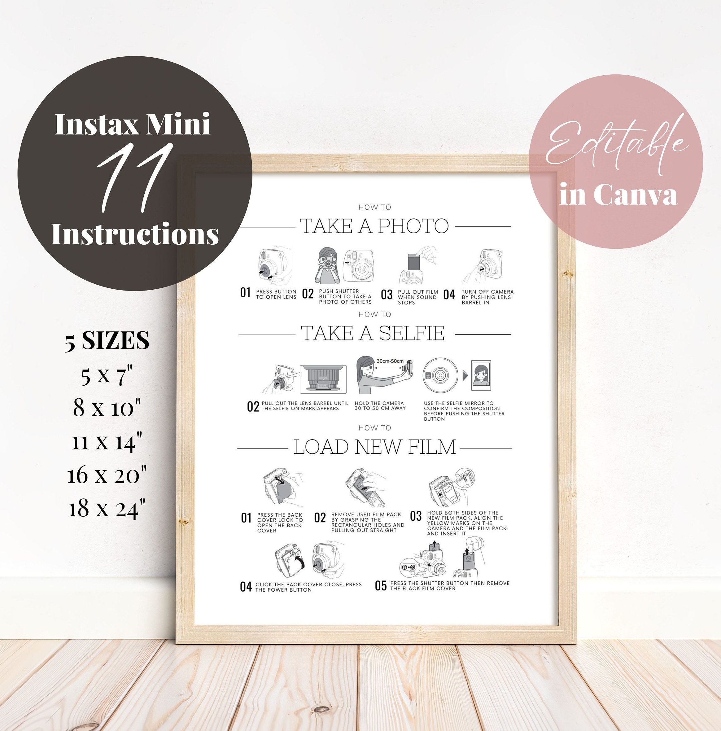 Instax Mini 11 Editable Polaroid Instruction Instax - Etsy