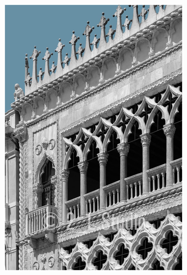 Venetian Gothic Architecture Italy, Travel Photography, B/W Venice ...