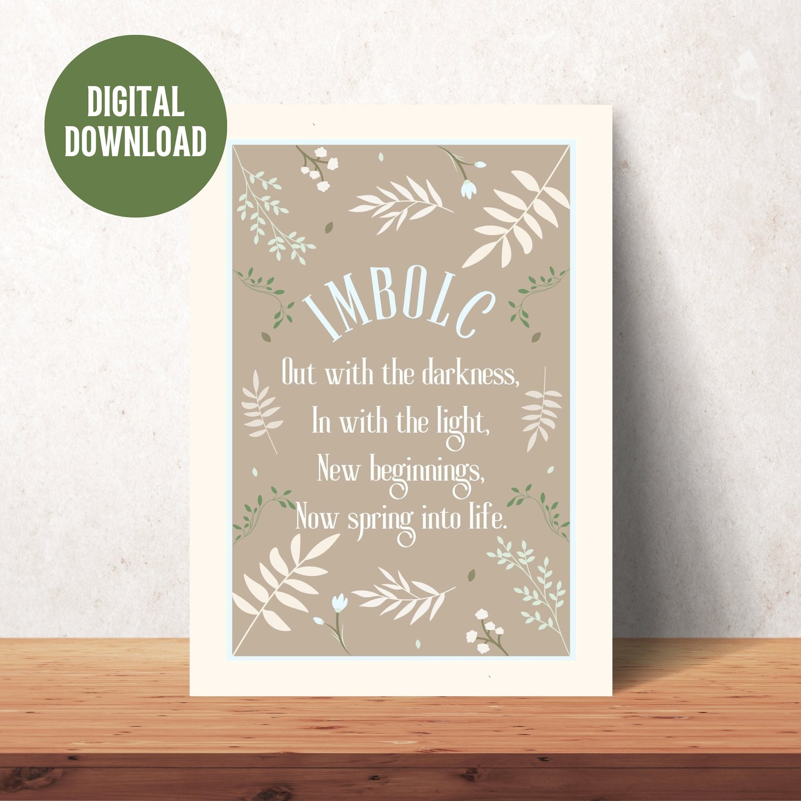 Imbolc Poem Printable Wall Art | Wheel of the Year | Saint Brigid's Day ...