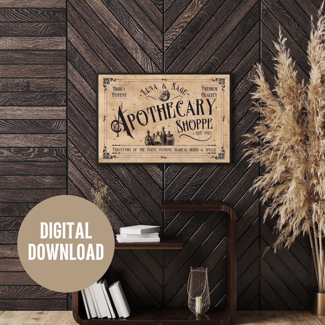 Vintage Apothecary Sign Printable | Landscape | Witches Apothecary Sign ...