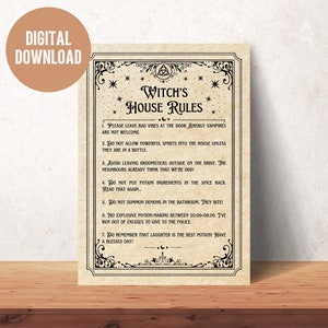 Witch's House Rules Sign Printable | Boho Home Decor | Witchy ...