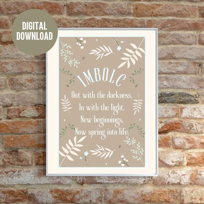 Imbolc Poem Printable Wall Art Wheel of the Year Saint Brigid's Day ...