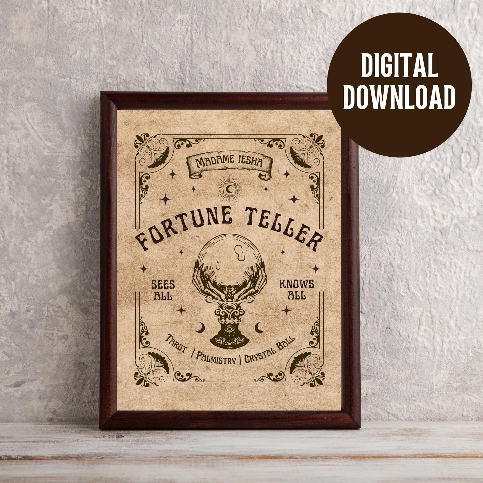 Vintage Fortune Teller Sign: Halloween Witchy Print (digital Download ...