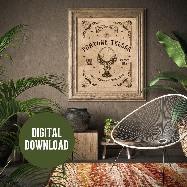 Vintage Fortune Teller Sign: Halloween Witchy Print (digital Download ...