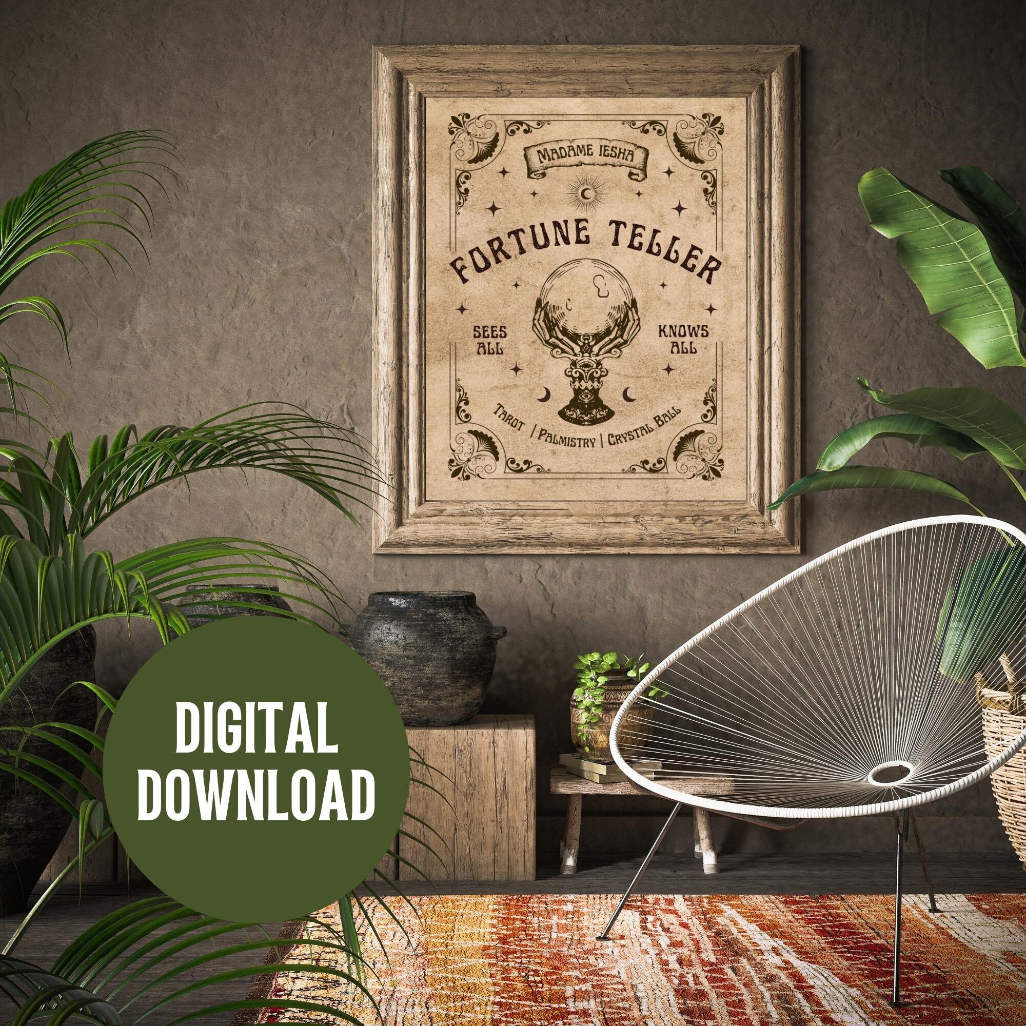 Vintage Fortune Teller Sign: Halloween Witchy Print (digital Download ...