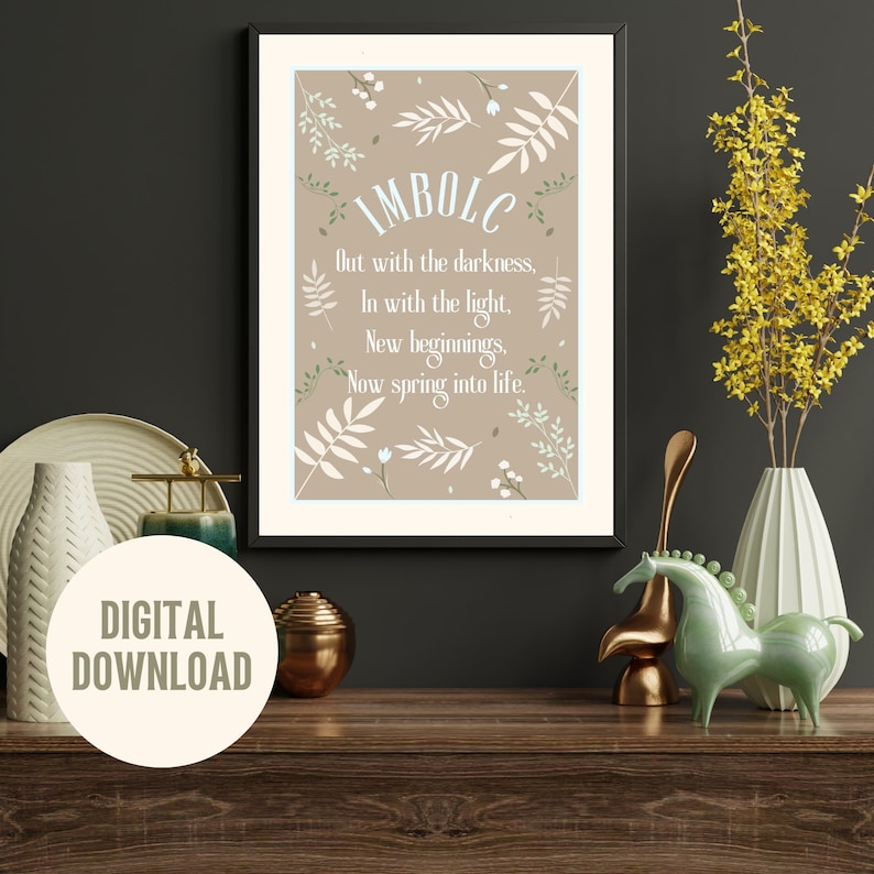 Imbolc Poem Printable Wall Art Wheel of the Year Saint Brigid's Day ...