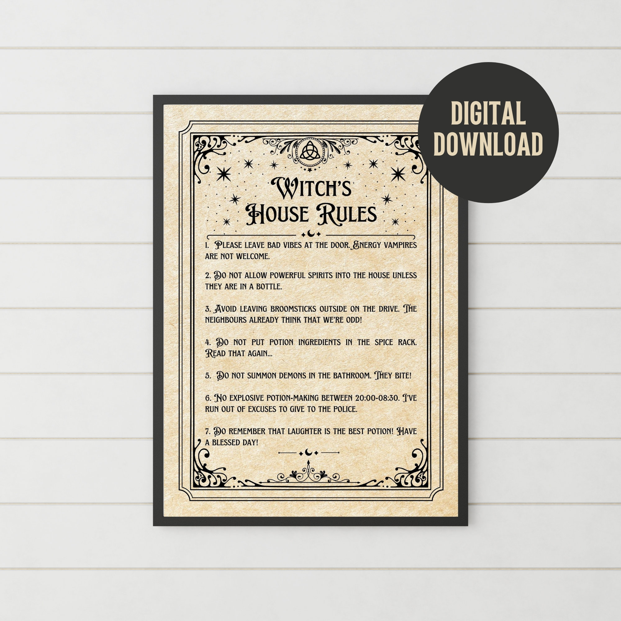 Witch's House Rules Sign Printable | Boho Home Decor | Witchy ...