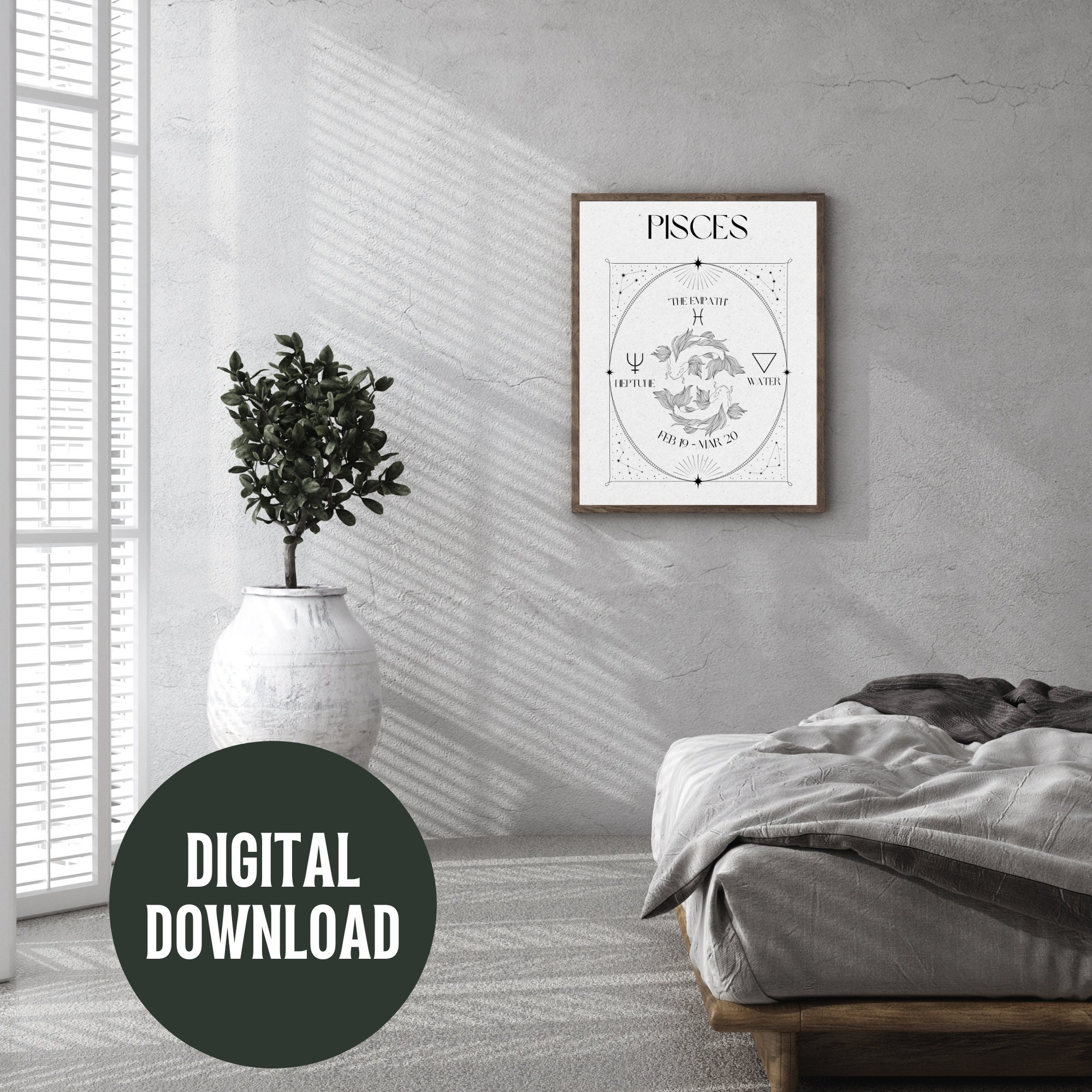 Pisces Star Sign Printable Wall Art Zodiac Poster - Etsy