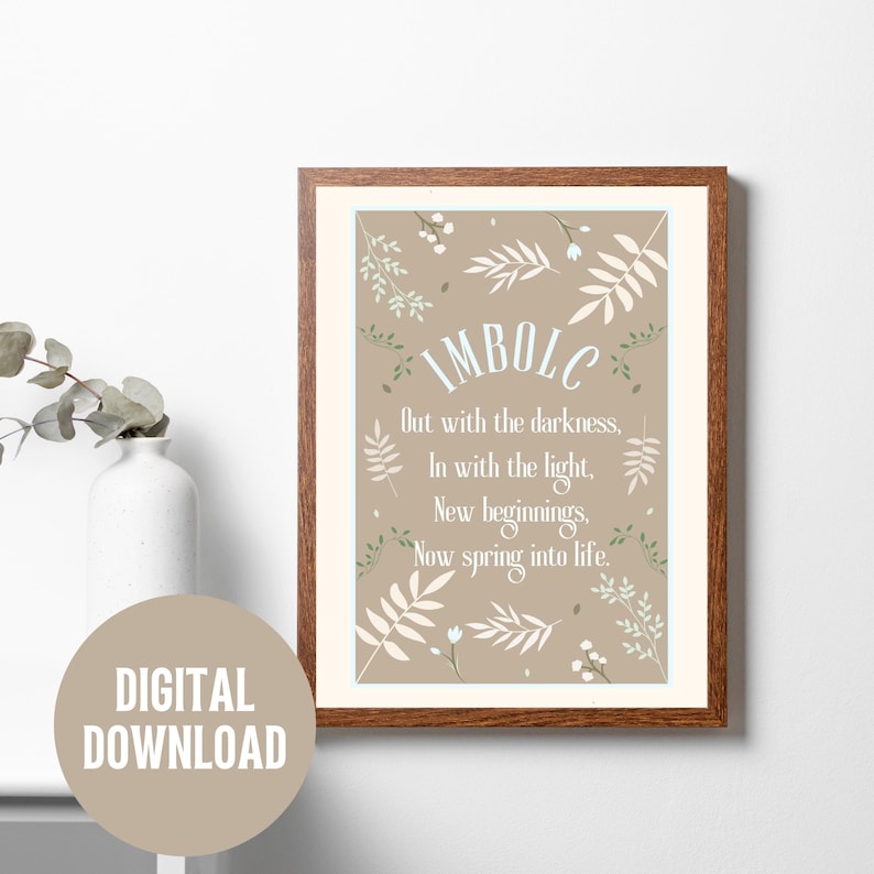 Imbolc Poem Printable Wall Art Wheel of the Year Saint Brigid's Day ...