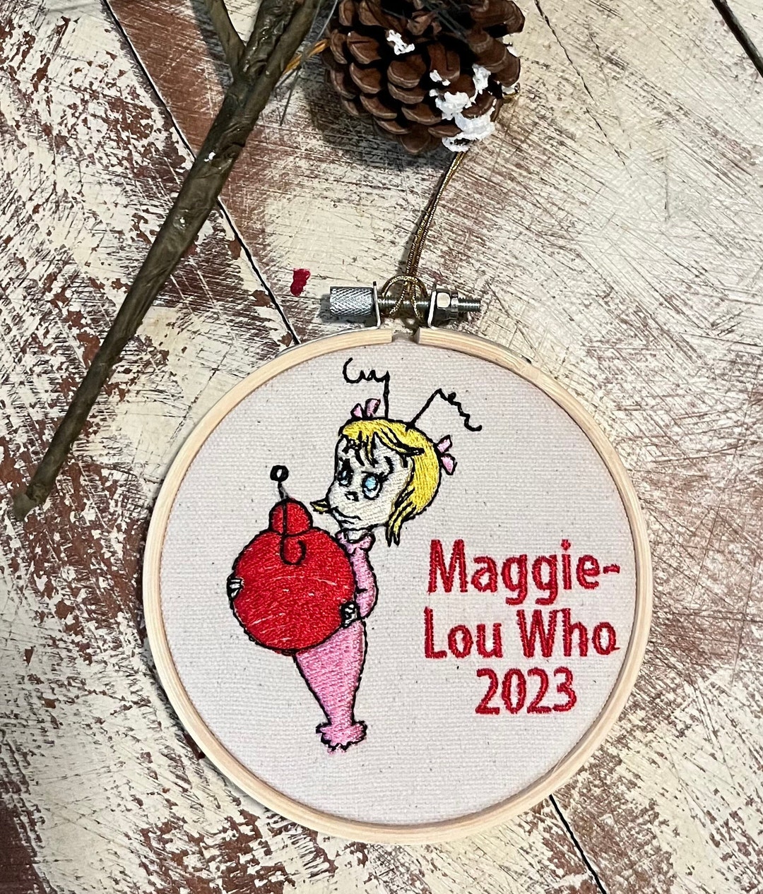 Dr. Seuss Cindy Lou Who Personalized Embroidered Christmas Ornament ...