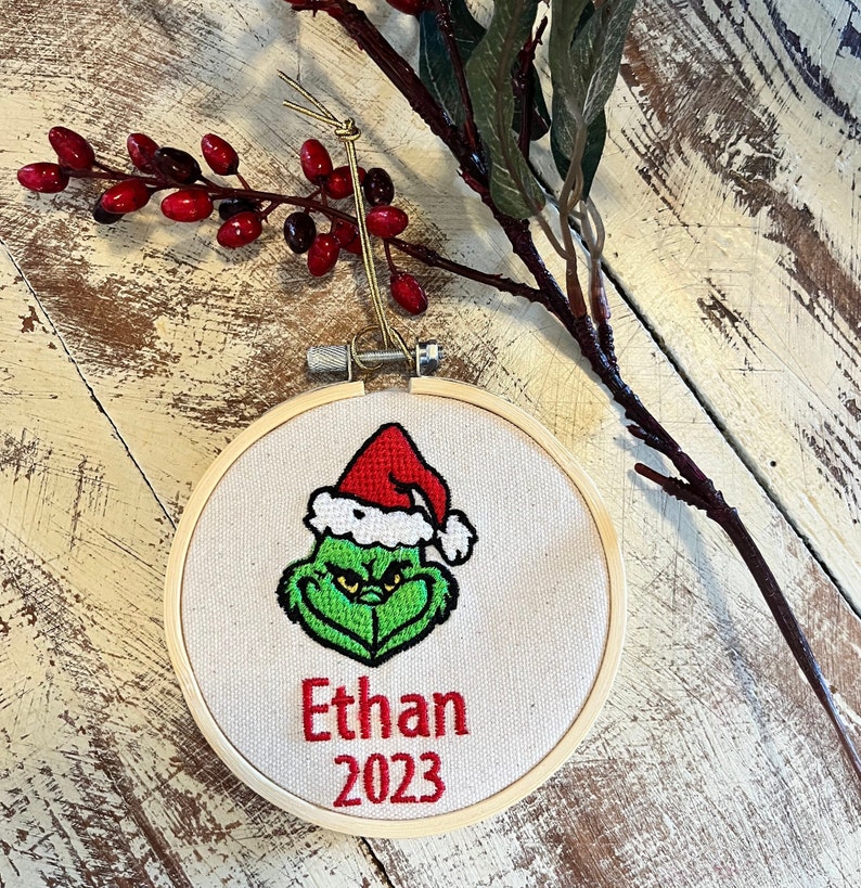 Dr. Seuss the Grinch Personalized Embroidered Christmas Ornament ...