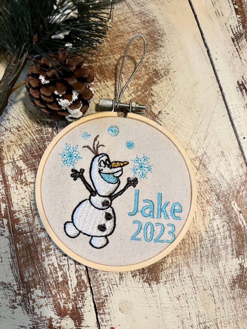 OLAF FROZEN Personalized Snowman Embroidered Christmas Tree Ornament ...