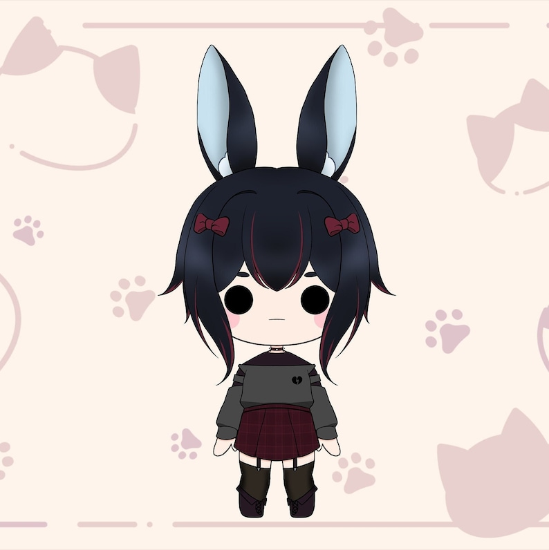 Live2d Chibi Emo Bunny Girl - Etsy