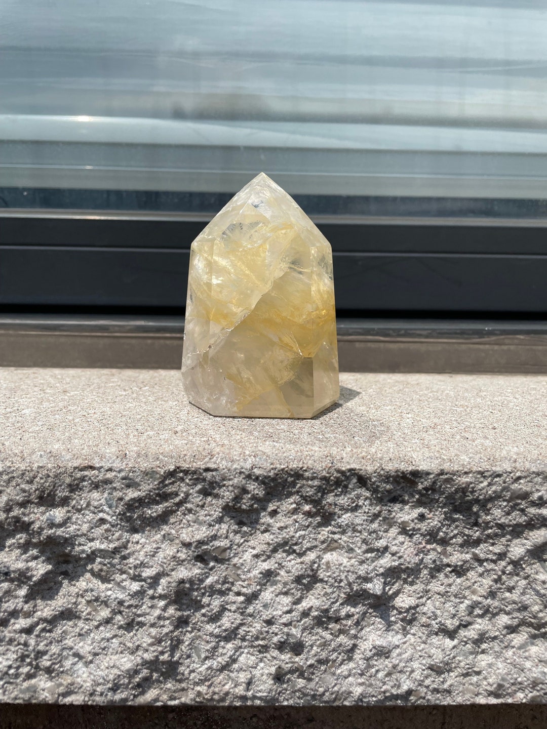 High Grade Golden Healer Tower With Rainbow|yellow Hematite Quartz ...