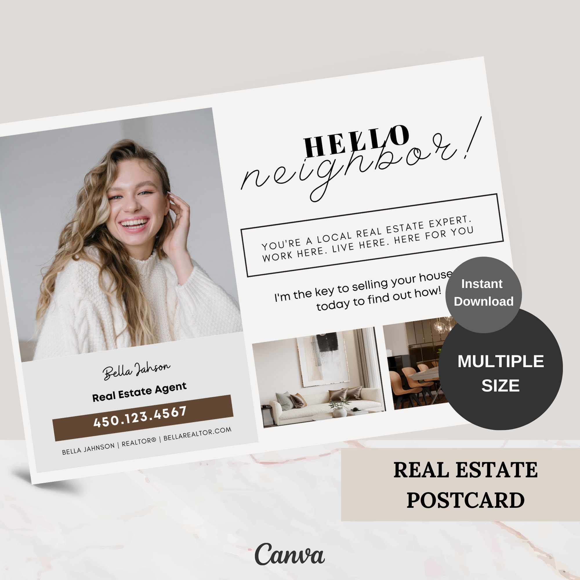 Real Estate Marketing, Real Estate Postcard, Canva Template, Realtor ...