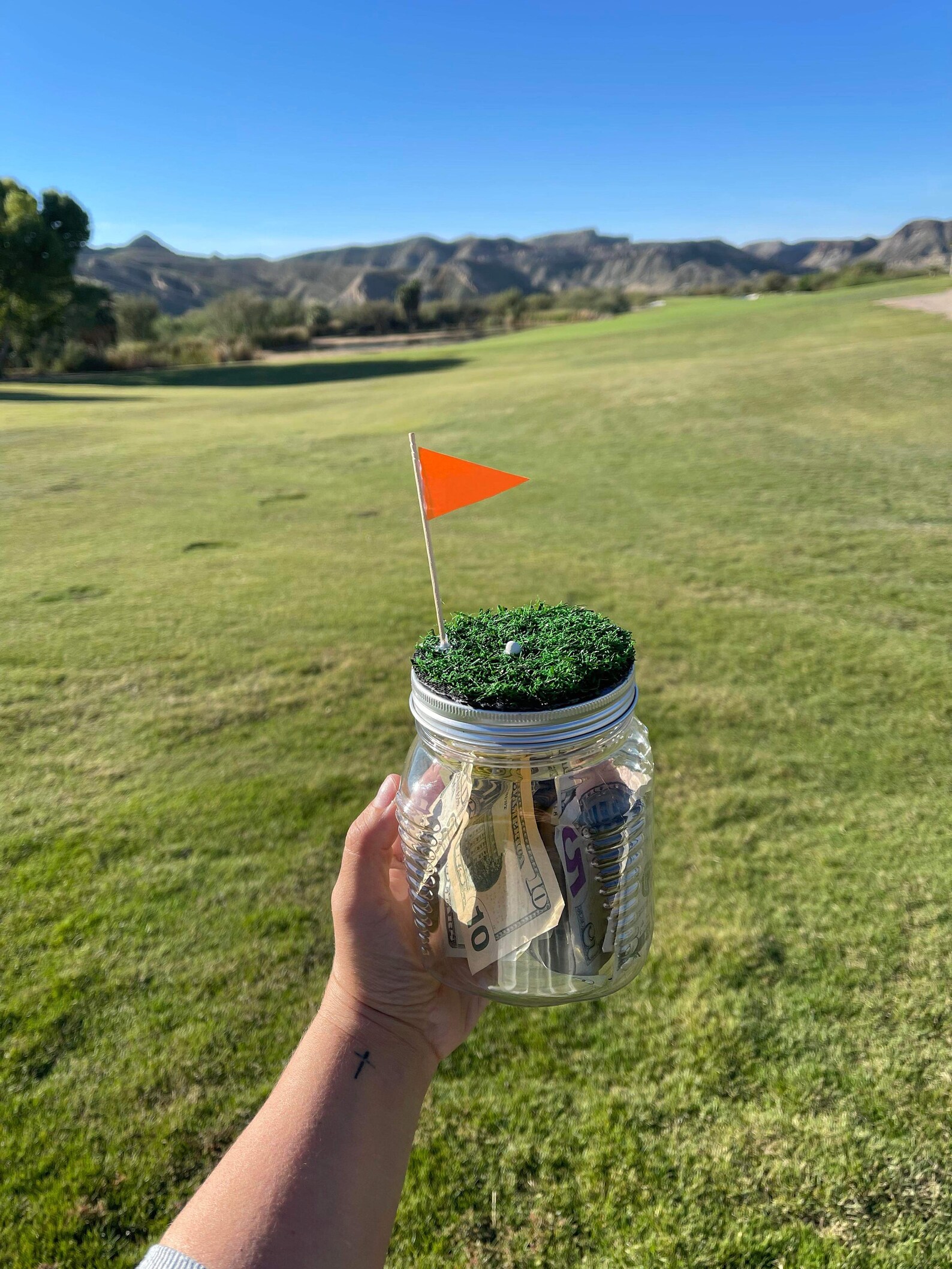 Golf Course Tip Jar Putting Green With Flag and Ball for - Etsy