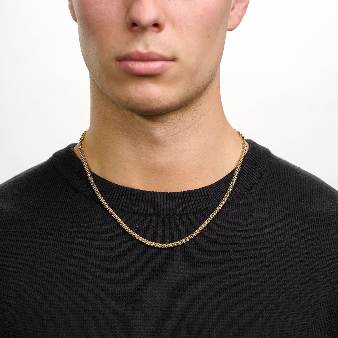 4mm Gold Wheat Link Stainless Steel Chain Durable & Waterproof Unisex ...