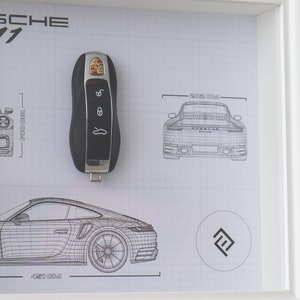 Porsche 911 Key Decoration Framed Blueprint With NFC - Etsy