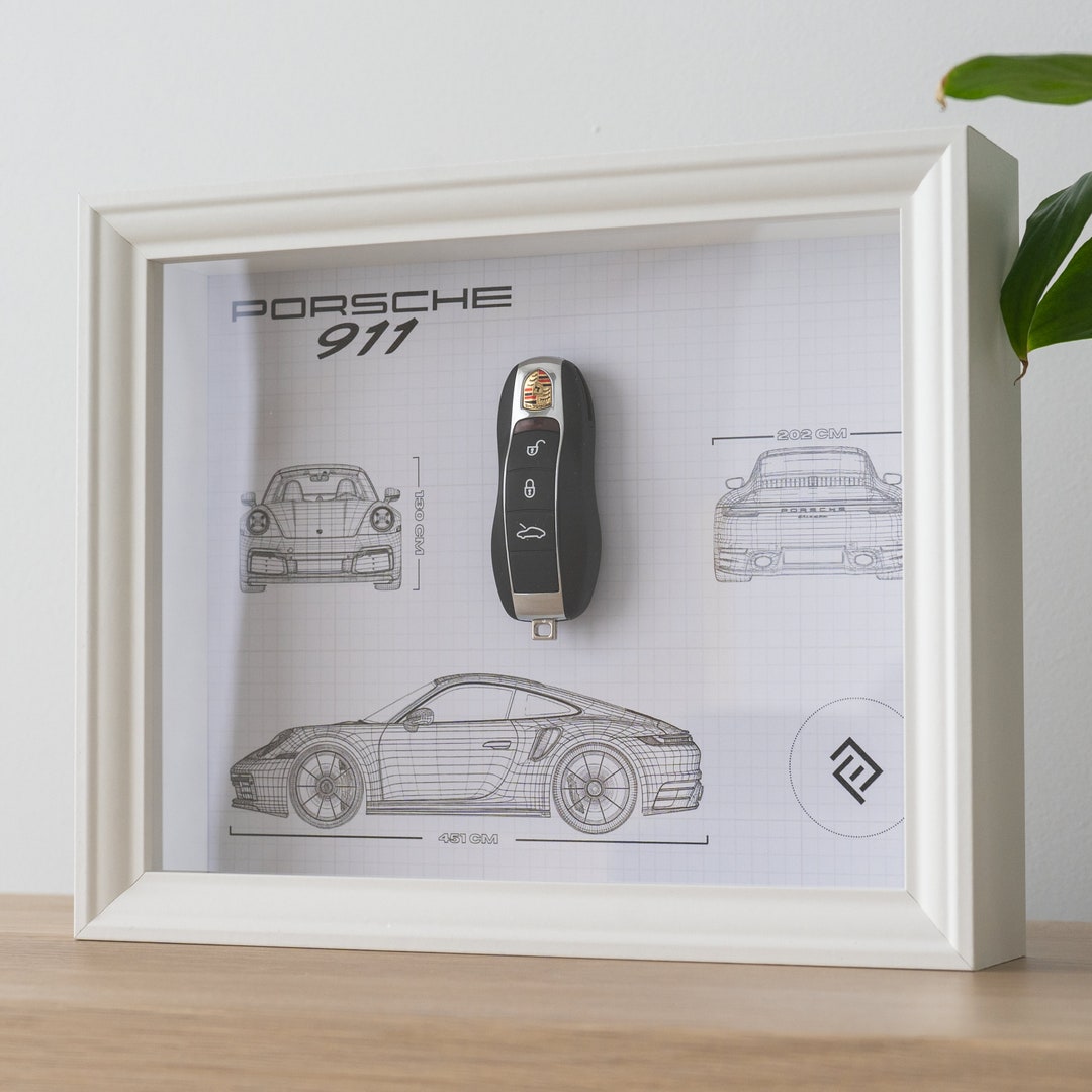 Porsche 911 Key Decoration Framed Blueprint With NFC - Etsy