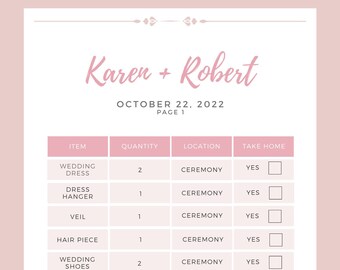 Wedding Inventory List - Etsy