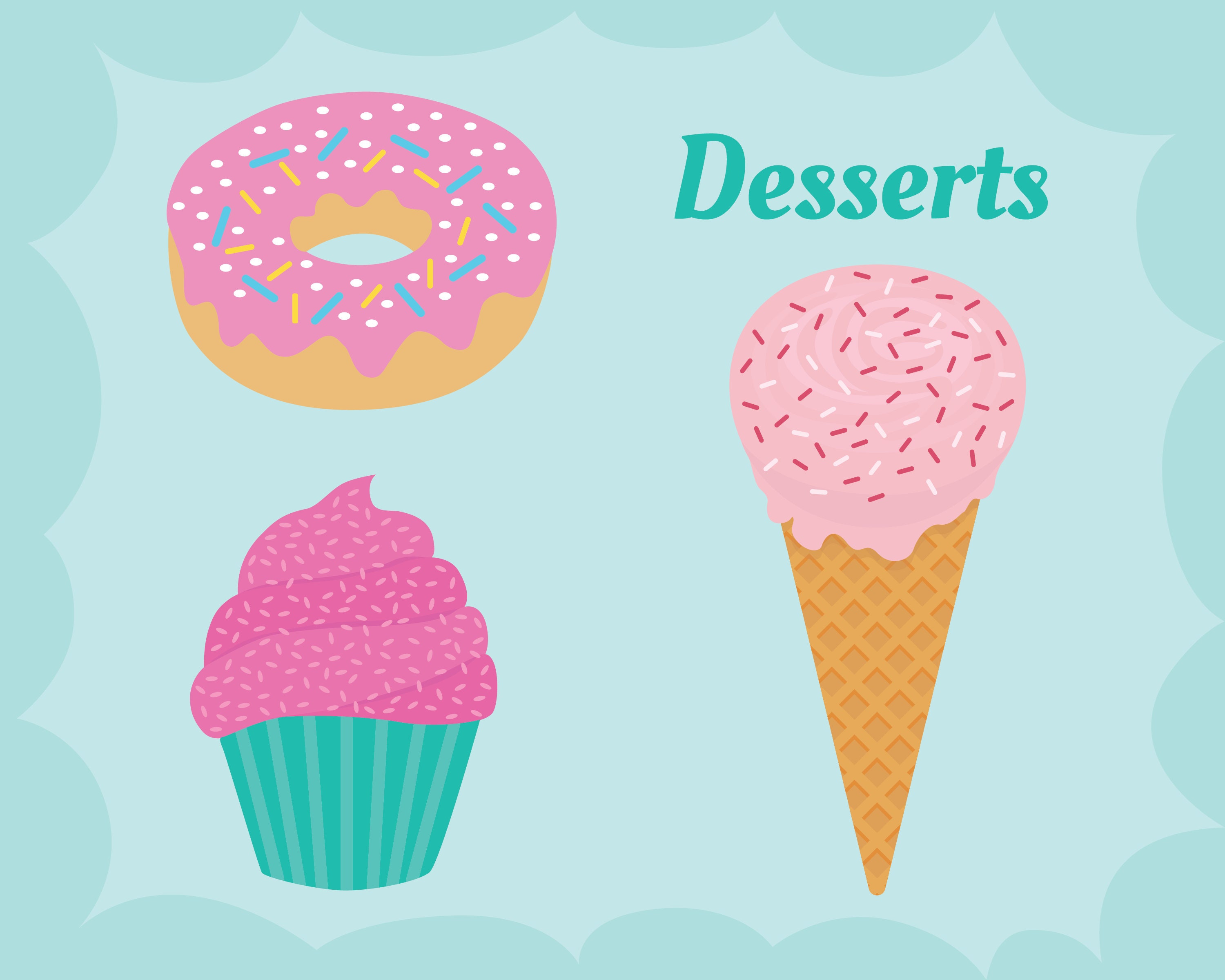 Dessert SVG Cupcake Clipart Ice Cream Clipart Donut Clipart Dessert ...
