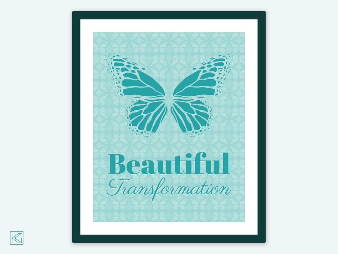 Butterfly Art Instant Download Digital Print Beauty Growth Quote Teal ...